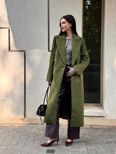 Пальто Женский SEYFRIED BRAND Манжеты, Карманы зеленый, хаки ...