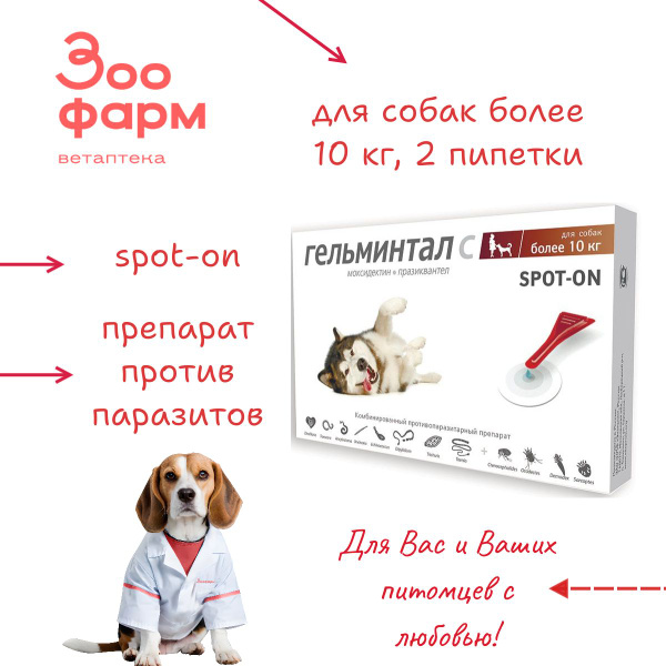 Гельминтал С spot-on для собак более 10 кг - купить с доставкой по ...