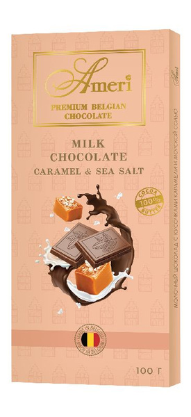 Шоколад AMERI CU-0162-002 молочный шоколад с кусочками карамели и морской солью 100г - купить с ...
