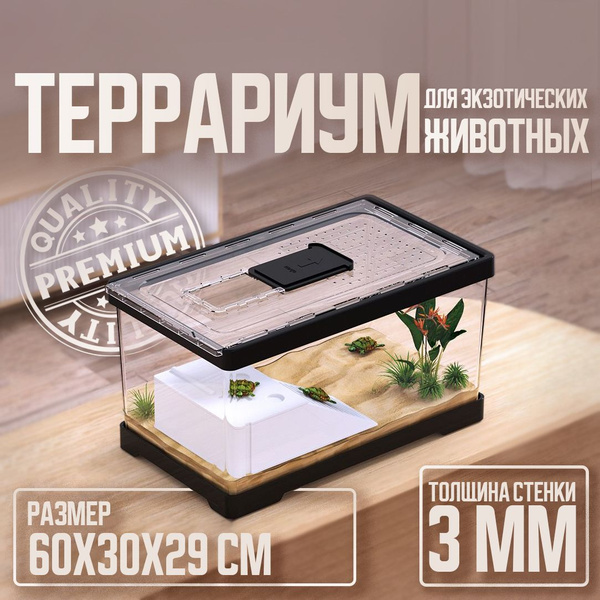 Террариум с крышкой для рептилий, пауков, улиток, богомолов, палочника ...