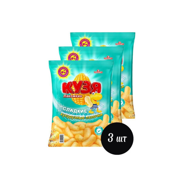 Кукурузные палочки Кузя Лакомкин сладкие 140 г х 3 шт - купить с ...