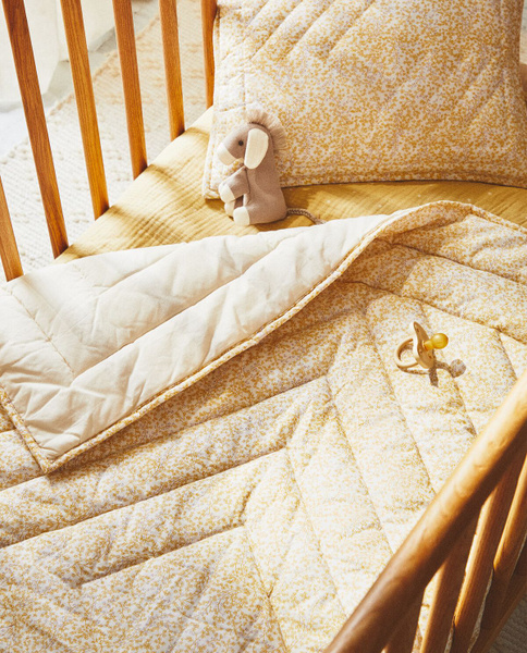 Покрывало ZARA HOME Детское Стеганое Одеяло В Цветочек 120x 100 см ...