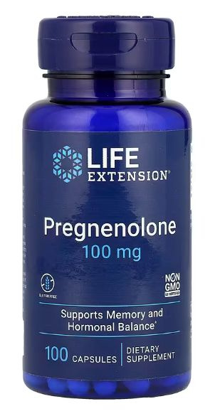 Прегненолон 100 мг 100 caps, LIFE Extension Pregnenolone, Дает энергию ...