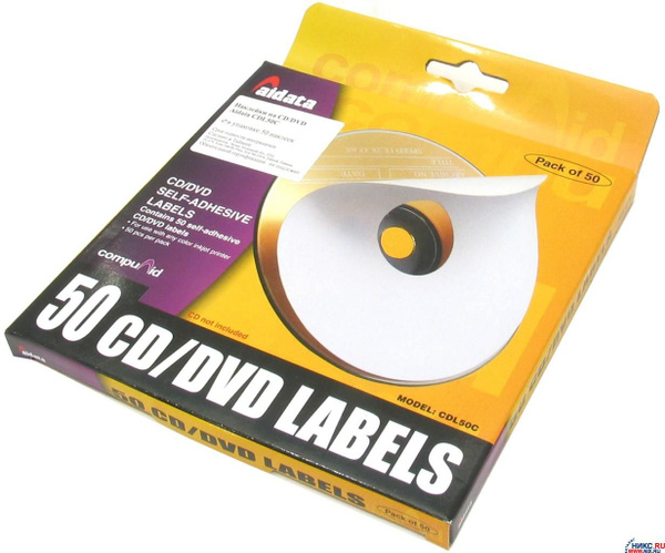 Наклейки для CD/DVD Aidata CDL50C, 50 шт. - купить с доставкой по ...