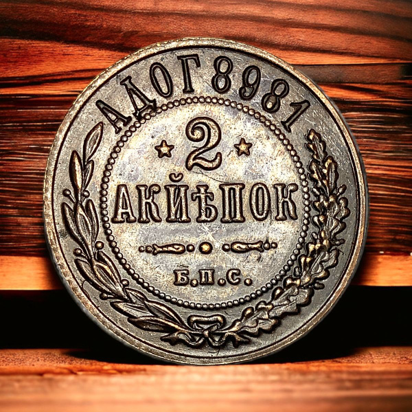 Монета Российской Империи 2 копейки 1898 года, СПБ. Николай II (брак, зеркальная) - купить в ...