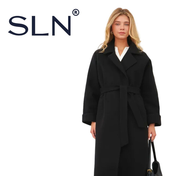 Пальто SLN, Демисезон, размер 44, цвет черный, Вискоза, Полиэстер - купить по выгодной цене в ...