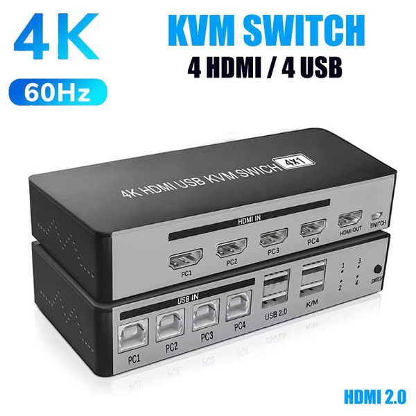 КВМ Переключатель KVM Switch 4 USB- 4 HDMI FD004K поддержка 4К/60HZ, HDMI 2.0, Hotkey купить на ...