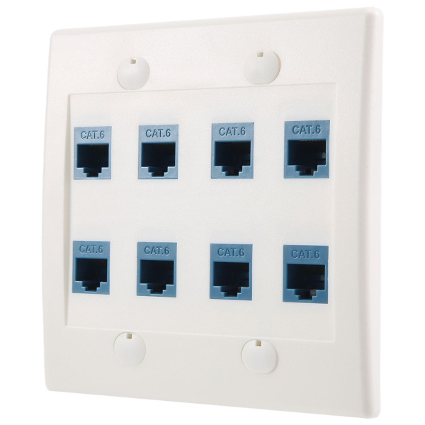Настенная панель Ethernet 8 портов двойной разъем Cat6 Rj45 синий