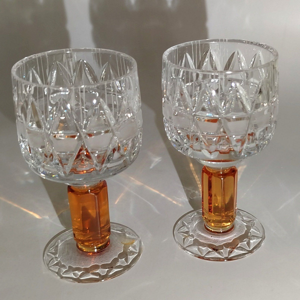 Набор из 2 рюмок Олимпийские, автор Верин С.П., хрусталь, гранение, Гусевской хрустальный завод ...
