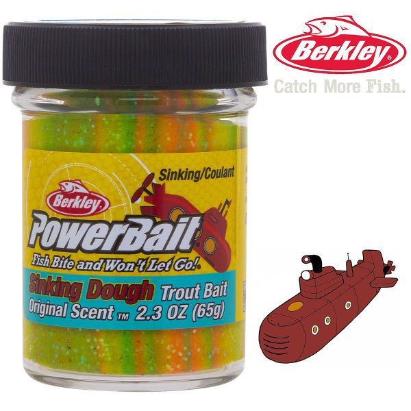 Паста Berkley PowerBait Sinking Dough Trout Bait Sinking Rainbow 65g ...