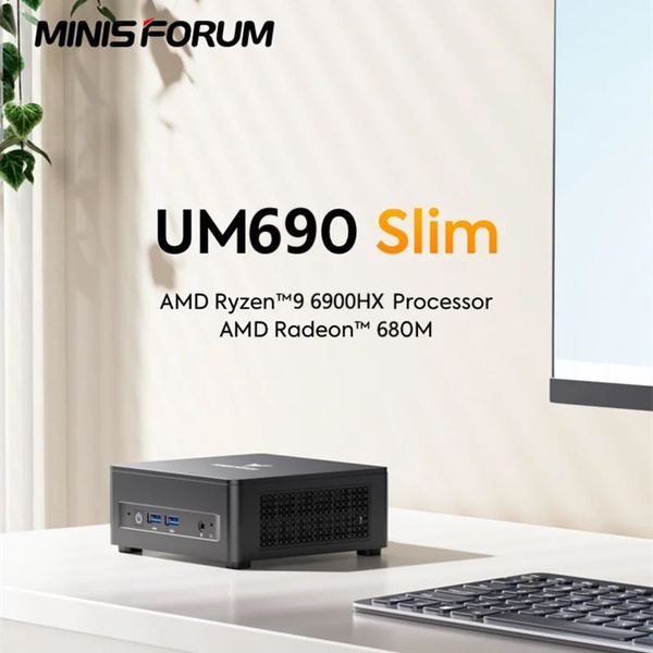 MINISFORUM Мини-ПК UM690 Slim (AMD Ryzen 9 6900HX, RAM 64 ГБ, SSD 2048 ...