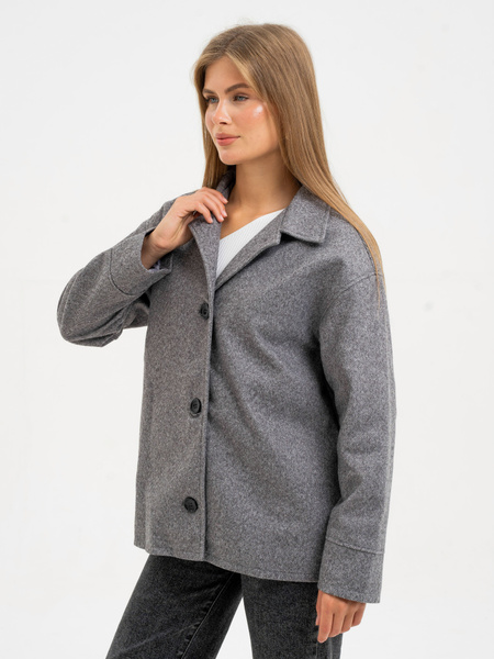 Бомбер Женский Instreet Карманы теплый серый Габардин, размер 44 Длинный Демисезон оверсайз ...