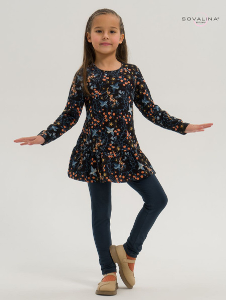 Комплект одежды Девочки SOVAlina Повседневный двойка, с легинсами черный, серый, размер 116 ...