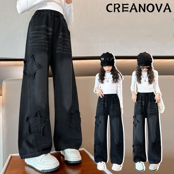 Джинсы Девочки CREANOVA черный Софт, размер 140 Эластичная Китай Зима Повседневный купить c ...