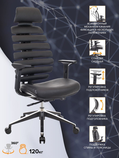 Everprof Кресло Ergo Black Кожа Черный (EP-Ergo leather Black) купить на OZON по низкой цене ...