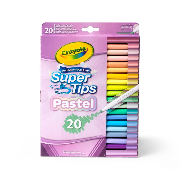 Фломастеры смываемые Crayola Super Tips 20 пастельных цветов купить на ...