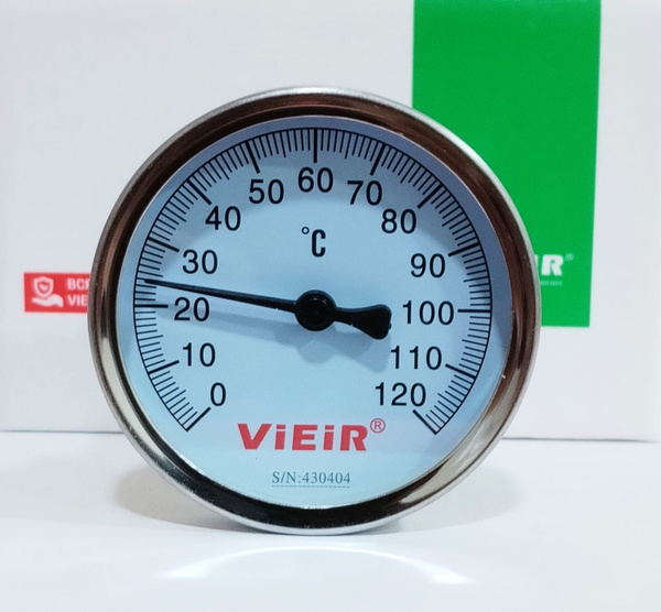 Термометр VIEIR YL18 1/2", горизонтальный 63 мм, 0-120 С с гильзой 50 мм купить на OZON по ...