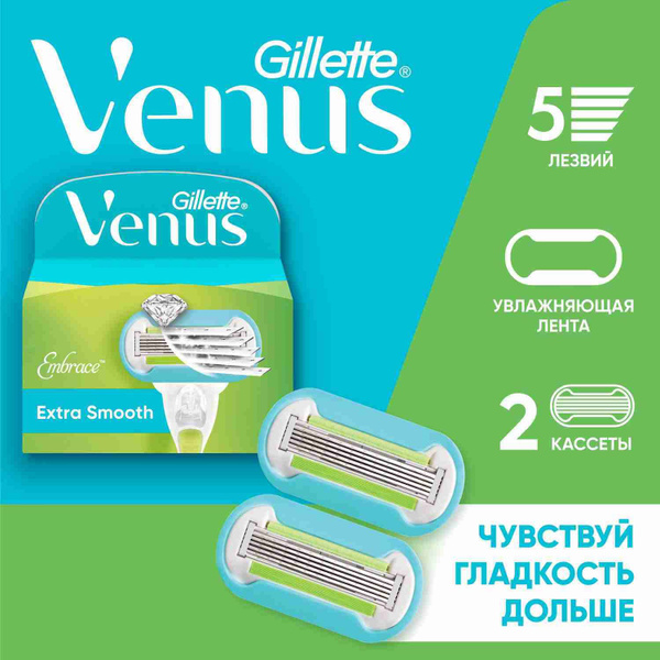 Сменные Кассеты Для Женской Бритвы Venus Extra Smooth, 5 лезвий, 2 шт ...