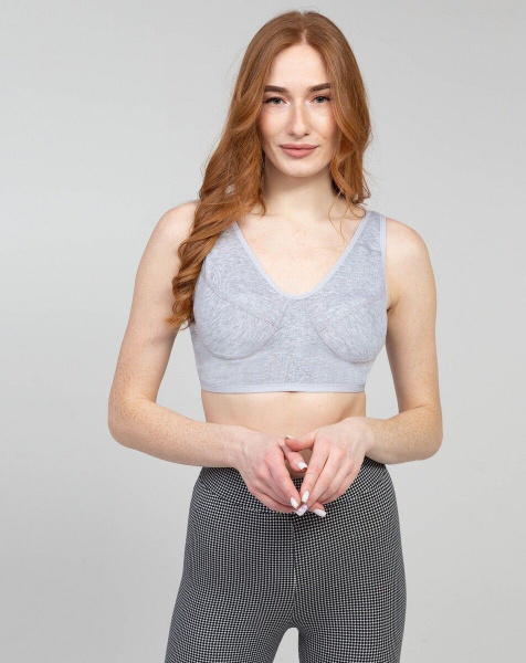 Топ-бюстье Женский OTS, размер 85C серый Хлопок, Трикотаж Турция купить c доставкой на OZON по ...