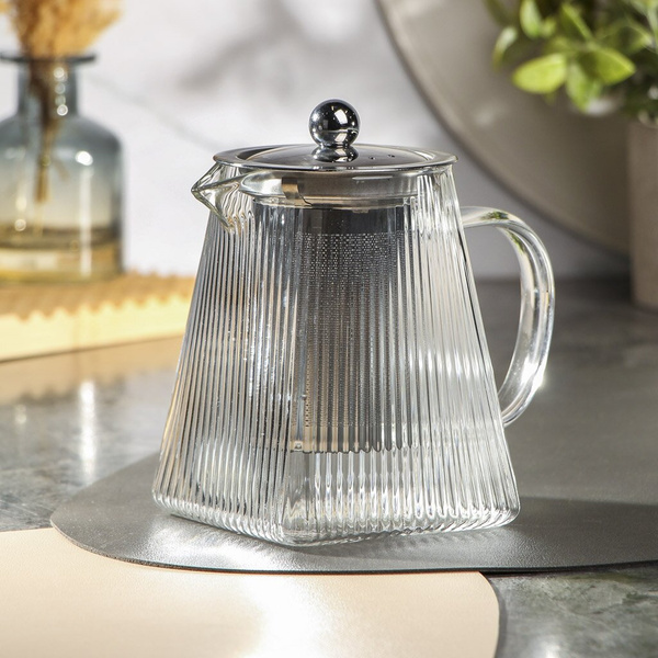 Daniks Чайник заварочный стекло, металл, 0.75 л, с ситечком купить на OZON по низкой цене ...