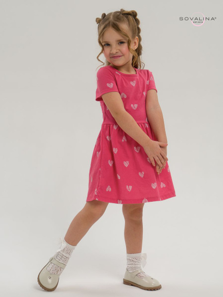 Платье Девочки SOVAlina розовый прямое Повседневный Короткий Хлопок ...