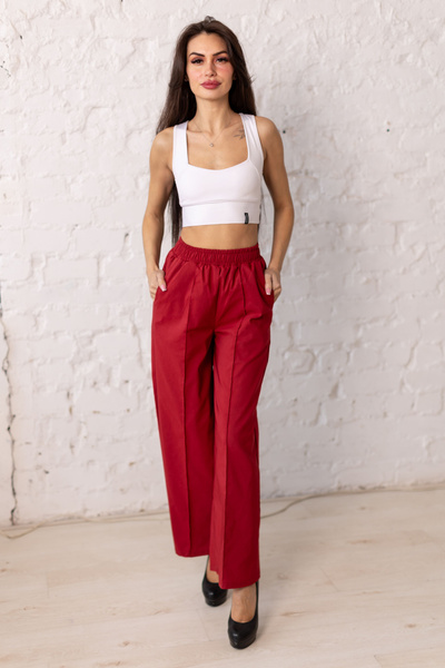 Брюки Женский UPTREND палаццо красный Повседневный, размер 44 свободный На любой сезон Россия ...