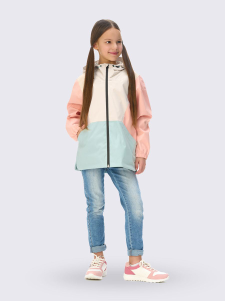 Ветровка Девочки OLDOS бежевый, розовый Полиэстер, размер 116 Демисезон Россия купить c ...