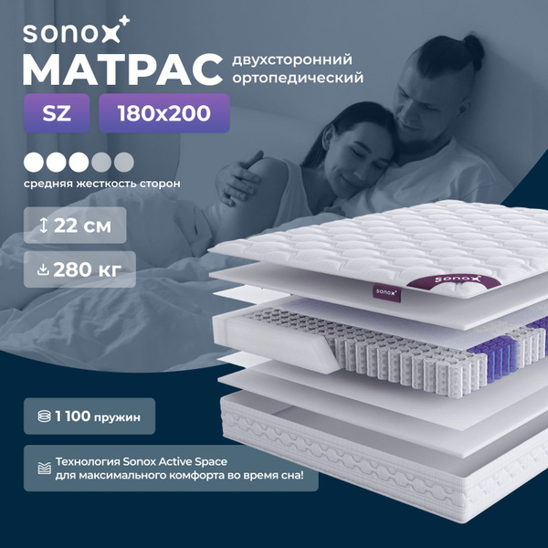 Матрас SONOX пружинный, С зональным пружинным блоком, 180x200 см купить c доставкой на OZON по ...