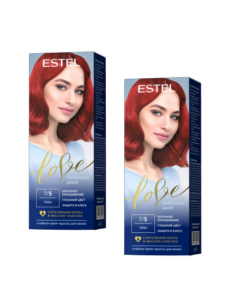 ESTEL Стойкая крем-краска LOVE, тон 7/5 Рубин (набор, 2шт.) купить на OZON по низкой цене в ...