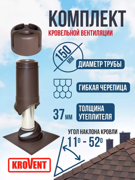 Комплект вентиляции для кровли из гибкой черепицы KROVENT, 150/500мм, RAL8017 купить на OZON по ...