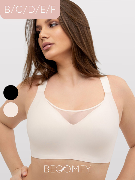 Бюстгальтер Женский BECOMFY без косточек, бесшовный, размер 80F, 85C бежевый, слоновая кость ...