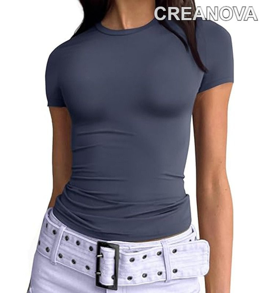 Футболка Женский CREANOVA белый Короткий, размер 42 Политекс Повседневный Китай купить c ...