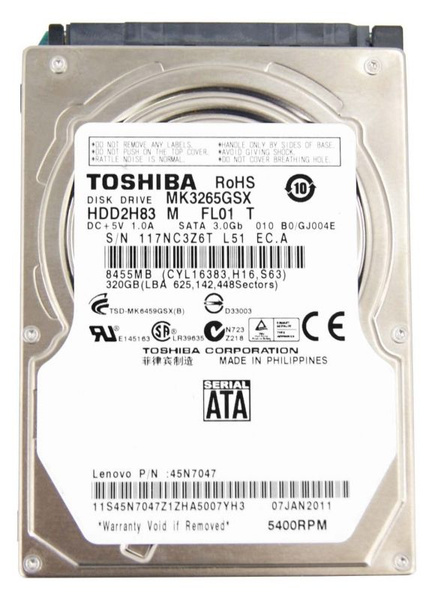 Жесткий диск Toshiba MK3265GSX 320Gb 5400 SATAII 2,5" HDD HDD 320 ГБ ...