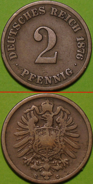 Монета Германия 2 пфеннига 1876 год С купить на OZON по низкой цене (1967154683)