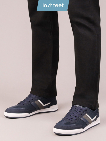 Кеды Мужской Instreet Текстиль, Искусственная кожа, размер 40 5 На любой сезон Шнурки Без ...