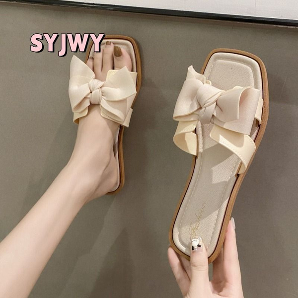 Босоножки Женский SYJWY Без каблука Искусственная кожа, размер 40, 41 Лето Без застёжки Бусины ...