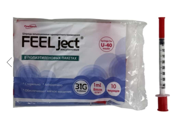 Инсулиновый шприц Feel ject U40 31G 8mm купить на OZON по низкой цене ...