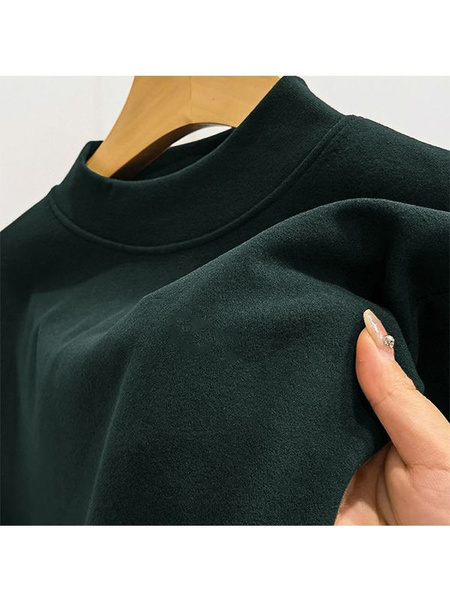 Лонгслив Мужской глубокий зеленый Длинный, размер 50 Softshell Повседневный, рост 160-190 с ...