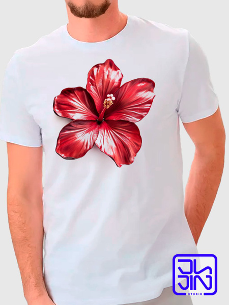 Футболка Мужской Jujin Studio белый, бордовый Средний, размер 48 Хлопок ...