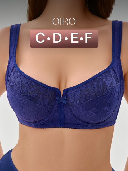 Бюстгальтер Женский OIRO мягкая чашка на каркасе, на косточках, размер 80D синий Полиамид ...