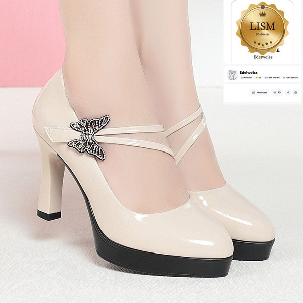 Туфли Женский LISM Резина, Искусственная кожа, размер 36 Шпилька T (узкая) Россия Липучки ...