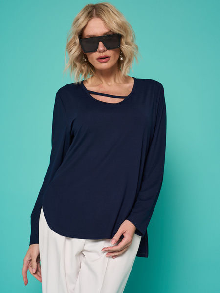 Туника Женский SPARADA Повседневный Длинный Вискоза синий Разрезы, размер 62, 64 Россия ...