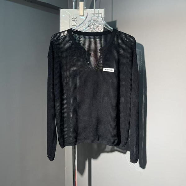 Футболка Женский Miu Miu черный Длинный размер 46 Натуральный шелк Логотип облегающий