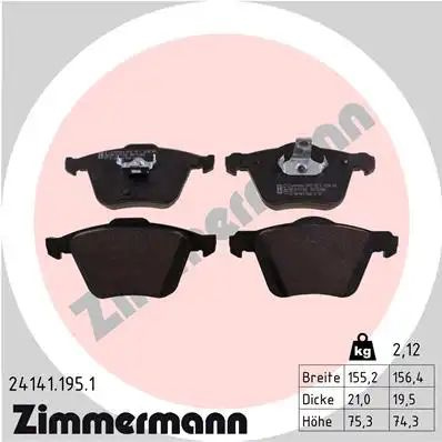 Тормозные колодки дисковые передняя ось zimmermann 24141.195.1 купить ...
