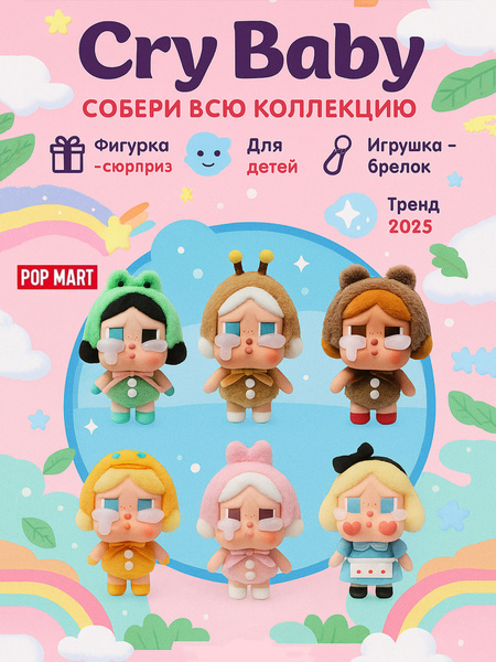 Игрушка брелок The monsters Labubu Crying Again? Cry baby, лабубу ...