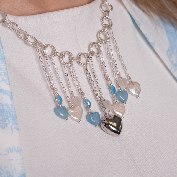 Колье Lanzerotti, Marino, с агатом, жемчугом и кошачьим глазом, LZ-25. ...