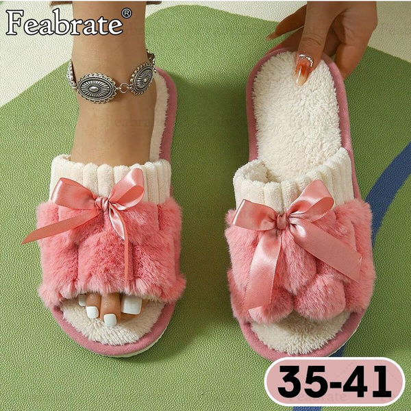 Тапочки Женский Feabrate, размер 34, 35 R (средняя) розовый Круглый нос, Маломерит Россия Зима ...