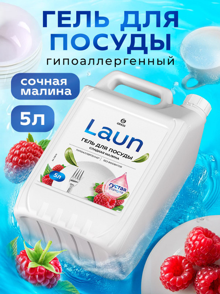 Средство для мытья посуды GRASS Laun 5л гель с ароматом МАЛИНА купить на OZON по низкой цене ...