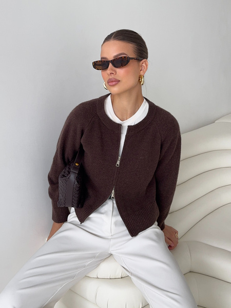 Свитер Женский SHMEXY шоколадный Акрил, размер 42, 44 Без застежки ...