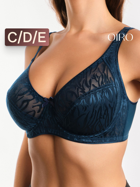 Бюстгальтер Женский OIRO мягкая чашка на каркасе, размер 90D изумрудный Нейлон, Спандекс ...